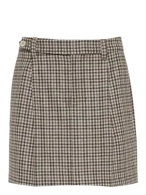 Brunello Cucinelli Checked Flannel Mini Skirt - Brown