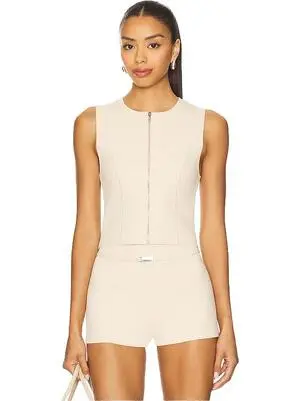 EAVES Zarina Sport Zip Tank - Oyster