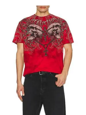 AFFLICTION Collapse Tee In Red - Dark Cherry