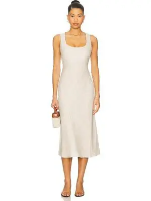 L'academie By Marianna Eula Linen Midi Dress - Natural Beige