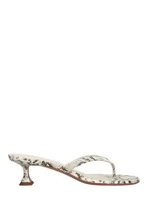 Amina Muaddi Snake-embossed Leather Juliette Heeled Sandals - Beige