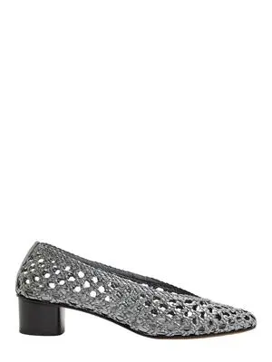 Le Monde Beryl 40 Woven Leather Ballet Pumps - Silver