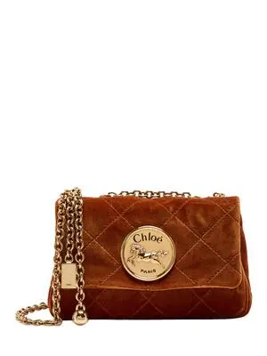 Chloé Heritage Quilted Velvet Shoulder Bag - Brown