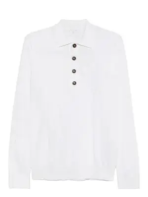 Eleventy Long-sleeve Polo Shirt - White