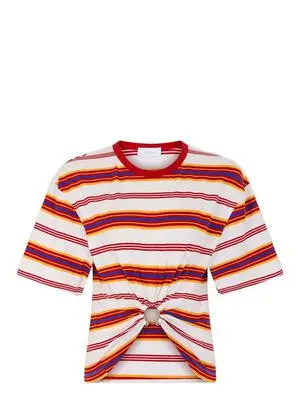 Rabanne Striped Cropped T-Shirt White