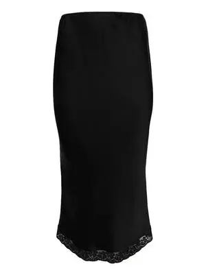 Victoria Beckham Lace Trim Slip Midi Skirt - Black