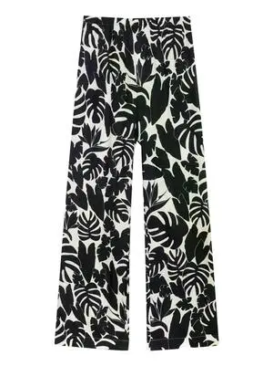 ANINE BING Elain Leaf-print Trousers - Black