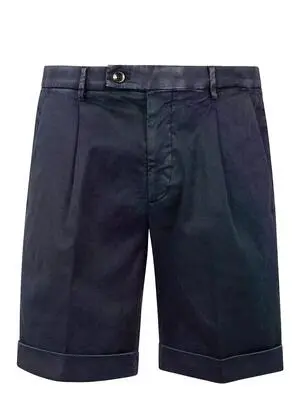 MICHAEL COAL Pleated Cuffed Shorts - Blue