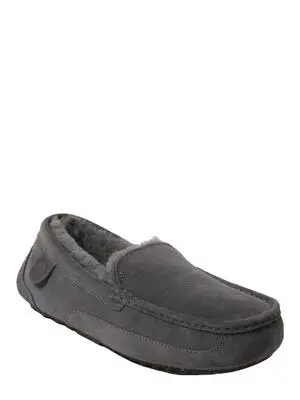 DEARFOAMS Fireside Melbourne Shearling Moccasin Slipper - Grey Solid