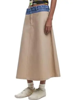 Desigual Cotton-twill Maxi Skirt - Beige