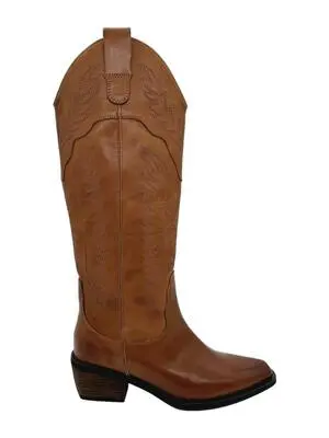 AMIE RAFA Leather Western Boots - Tan