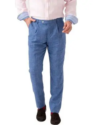 KOY CLOTHING Linen Wool Silk Blend Trousers - Blue