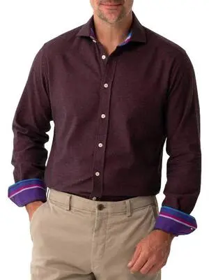 KOY CLOTHING Cotton Cashmere Long Sleeve Shirt - Burgundy