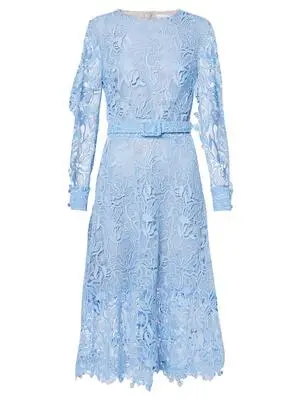 Oscar De La Renta Floral Lace Cocktail Dress - Blue