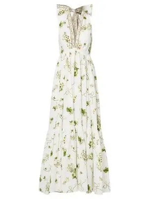 Camilla Embellished Cotton Maxi Dress - White