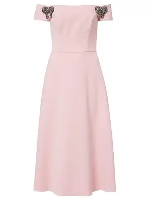 Carolina Herrera Embellished Off-shoulder Midi Dress - Pink