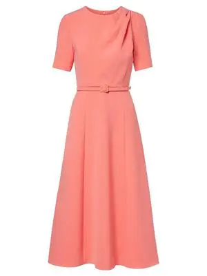 Carolina Herrera Belted Crêpe Midi Dress - Pink