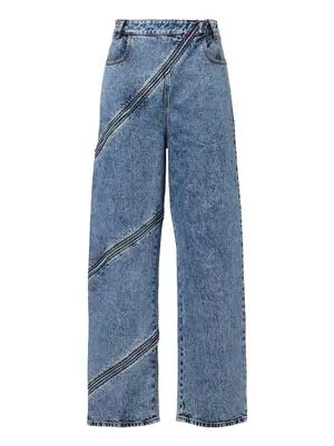 Alaïa Spiral High-rise Wide-leg Jeans - Blue