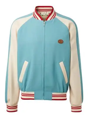 Valentino Garavani Logo Virgin Wool Varsity Jacket - Blue