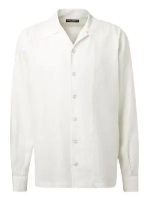 Dolce & Gabbana Linen Canvas Bowling Shirt - White