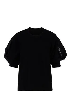 Sacai Cotton Twill And Jersey T-shirt - Black