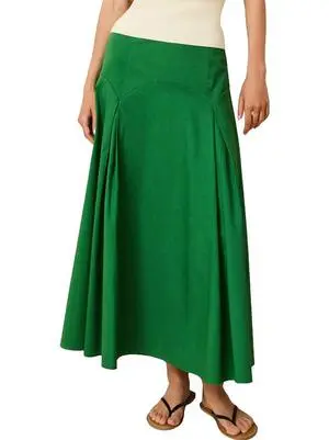Solid & Striped The Gael Pleated Maxi Skirt - Tennis Green