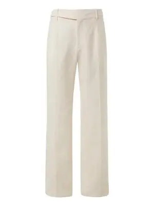 Dolce & Gabbana Wide-leg Linen Canvas Pants - White