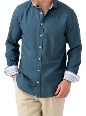 KOY CLOTHING Cotton Merino Long Sleeve Shirt - Teal