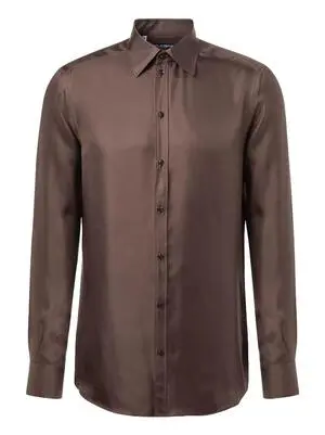 Dolce & Gabbana Silk Twill Dress Shirt - Brown