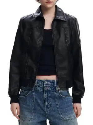 Desigual Faux Leather Biker Jacket - Black