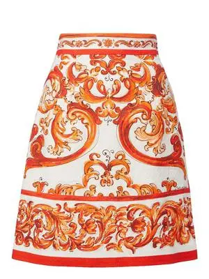 Dolce & Gabbana Majolica Print Mini Skirt - Orange