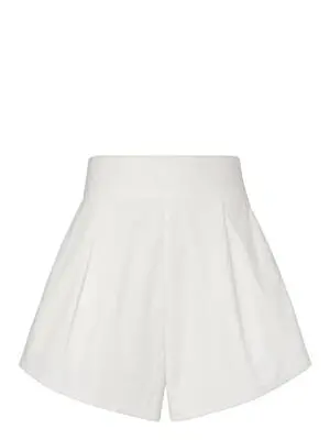 ADRIANA DEGREAS Solid Pleated Cotton Shorts - White