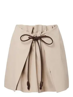 Loewe Cotton And Silk Gabardine Miniskirt - Beige