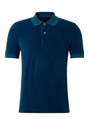 TOM FORD Cotton-blend Velvet Polo Shirt - Blue