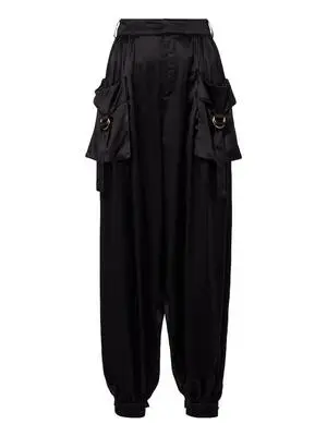 Chloé High-rise Silk Satin Cargo Pants - Black