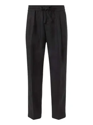 Dolce & Gabbana Linen Straight Leg Trousers - Black