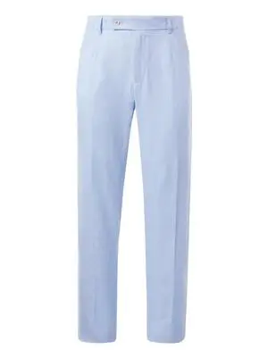 Dolce & Gabbana Linen Straight Leg Trousers - Blue