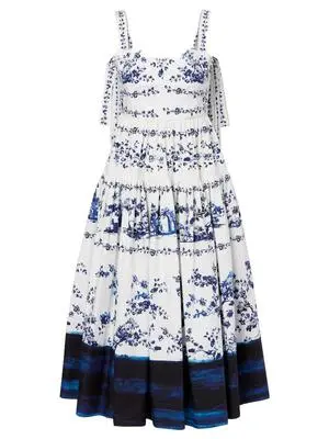 Erdem Flared Cotton Midi Dress - Blue