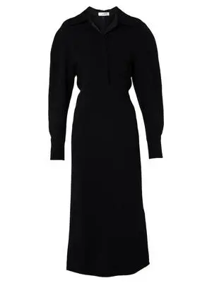 Victoria Beckham Gathered Midi Dress - Black