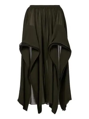 Alaïa Ruffled Georgette Wide-leg Pants - Green