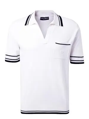 Dolce & Gabbana Silk-blend Polo Shirt - White