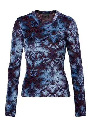 Etro Printed Jersey Top - Blue