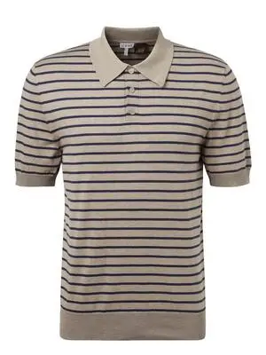 Loewe Knitted Striped Cotton-blend Polo Shirt - Brown