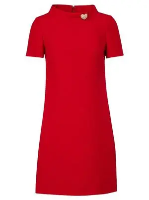 Valentino Garavani Embellished Wool And Silk Minidress - Red