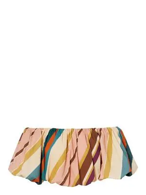 ADRIANA DEGREAS Striped Off-shoulder Crop Top - Multicoloured
