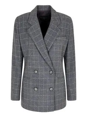 Emporio Armani Icon Flannel Blazer - Black / White / Pink / Gray