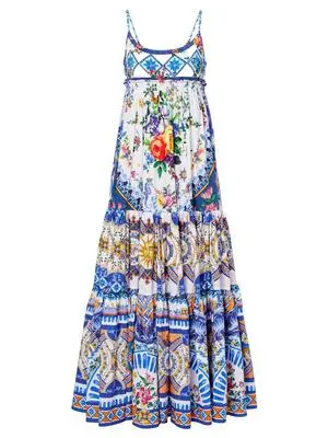 Camilla Floral Printed Cotton Maxi Dress - Multicoloured