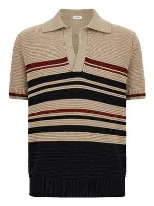 FERRAGAMO Cotton Knit Polo Shirt - Stripe