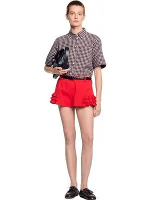 SANDRO Flared Ruffled Shorts