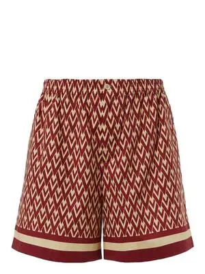 Valentino Garavani Toute La V Cotton Poplin Bermuda Shorts - Red